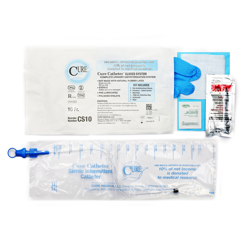 Cure Catheter® - Closed System / Unisex / Straight Tip with Kit ...